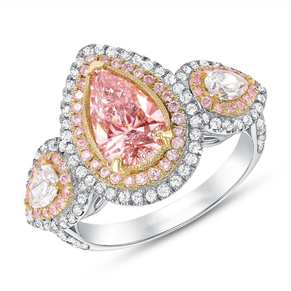Helena's Pink Pear Shaped Halo Engagement Ring - Gem